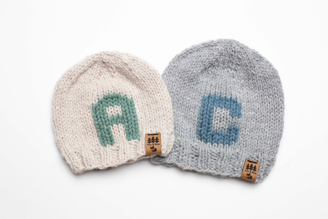 Monogram Hat Knitting Pattern Initial Letter Name Personalized Knit ...