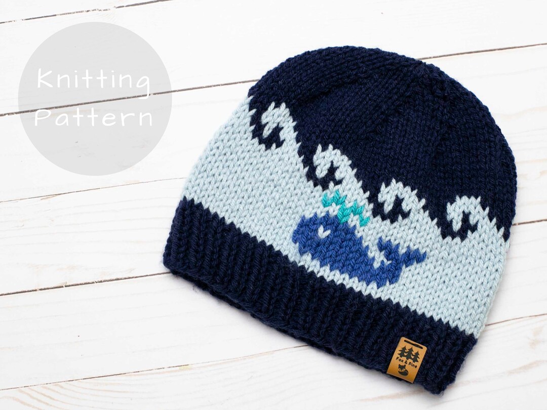 Whale Hat Knitting Pattern Knit Waves Winter Beanie Toque Bright Fun ...