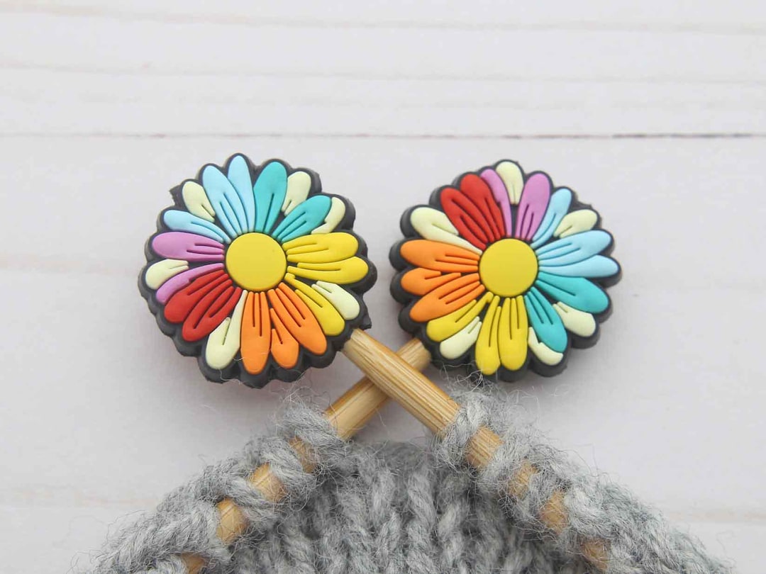 Colorful Daisy Knitting Needle Stitch Stoppers Flower Spring Summer ...