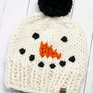Snowman Hat Knitting Pattern Christmas Chunky Frosty Knit Winter ...