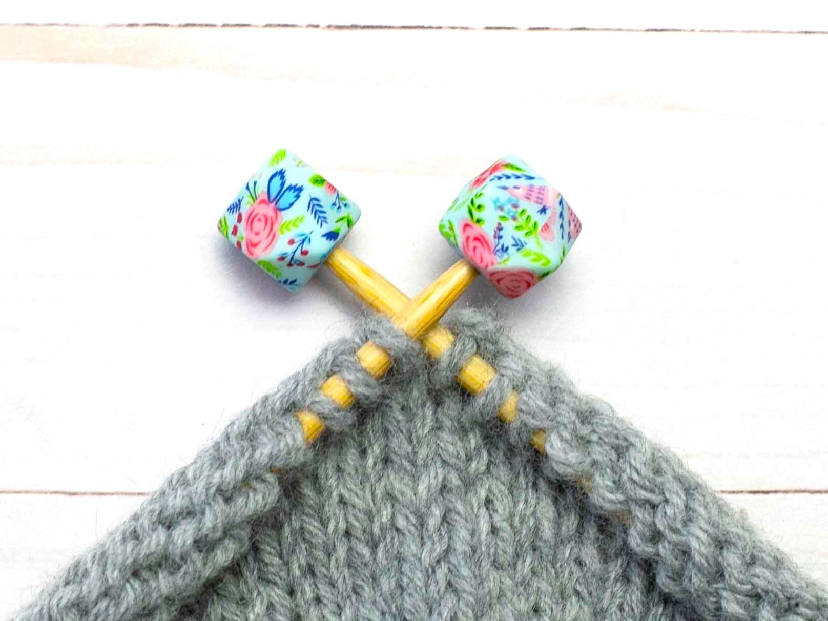 Stitch Stoppers Blue Floral Hexagon Print Knitting Needle - Etsy