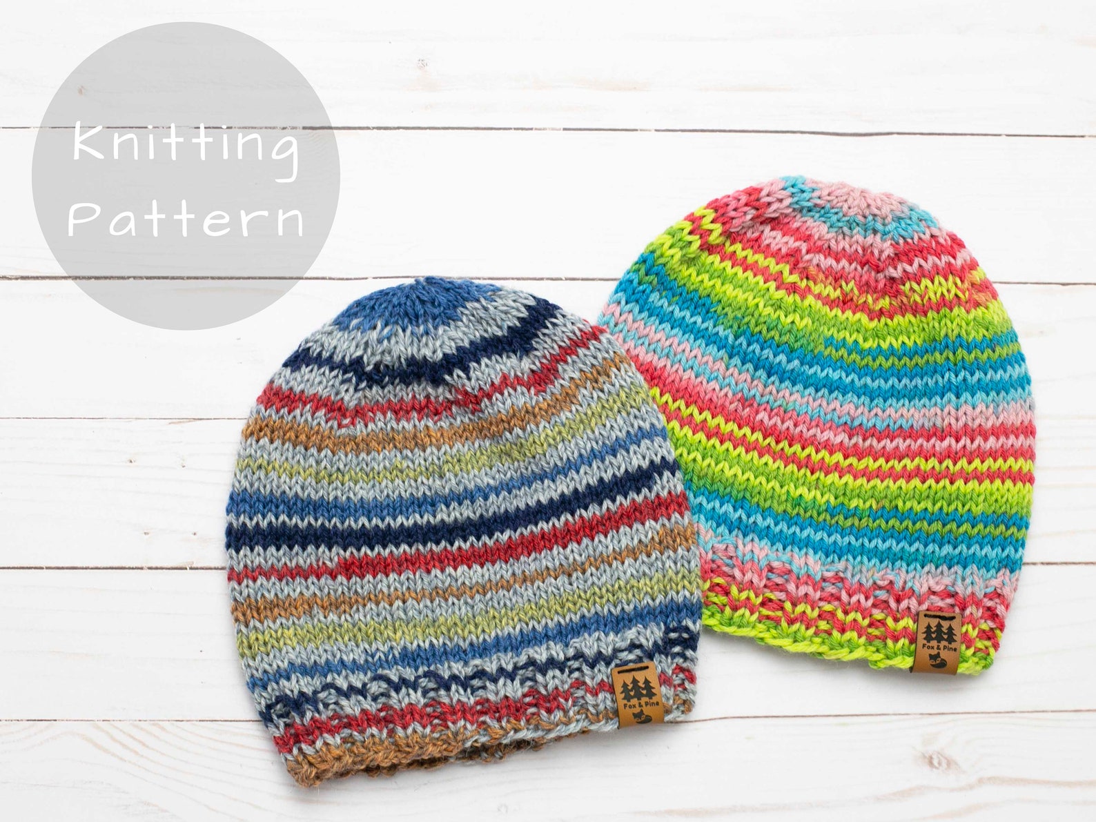 Self Striping Patons Kroy Sock Yarn Hat Knitting Pattern Knit Winter ...
