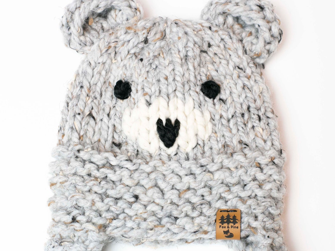 Bear Ear Flaps Hat Knitting Pattern Trapper Aviator Chunky Side Ties ...