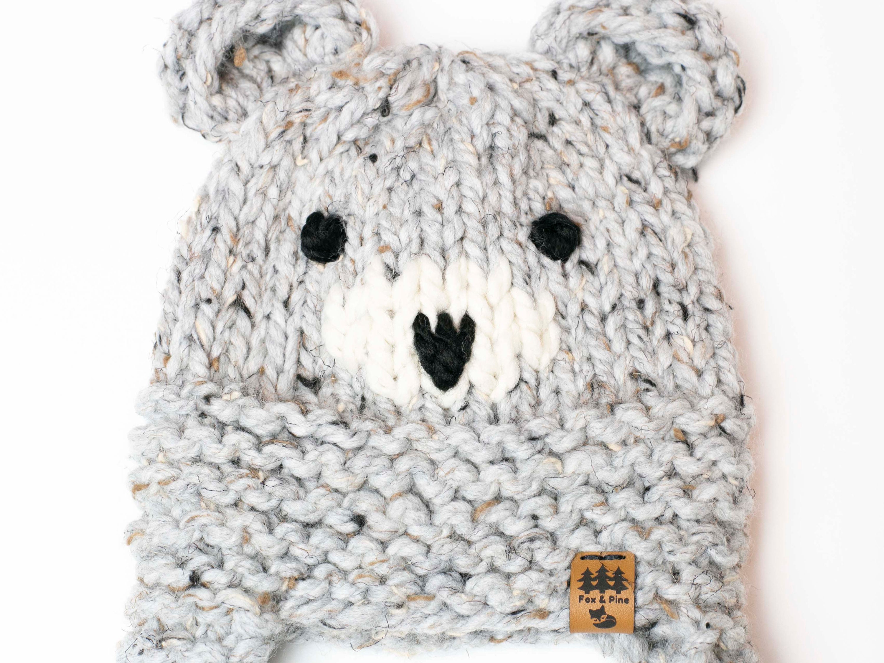 Bear Ear Flaps Hat Knitting Pattern Trapper Aviator Chunky Side Ties ...