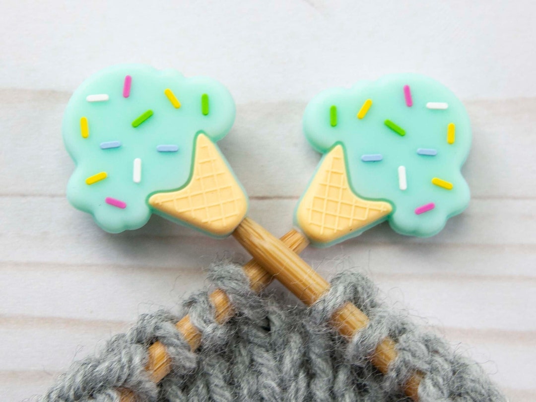 Mint Green Ice Cream Stitch Stoppers Knitting Needle Point Protectors ...