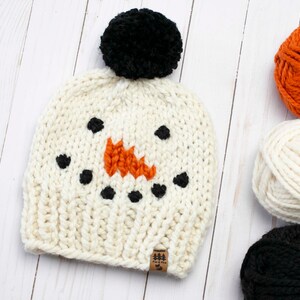 Snowman Hat Knitting Pattern Christmas Chunky Frosty Knit Winter ...