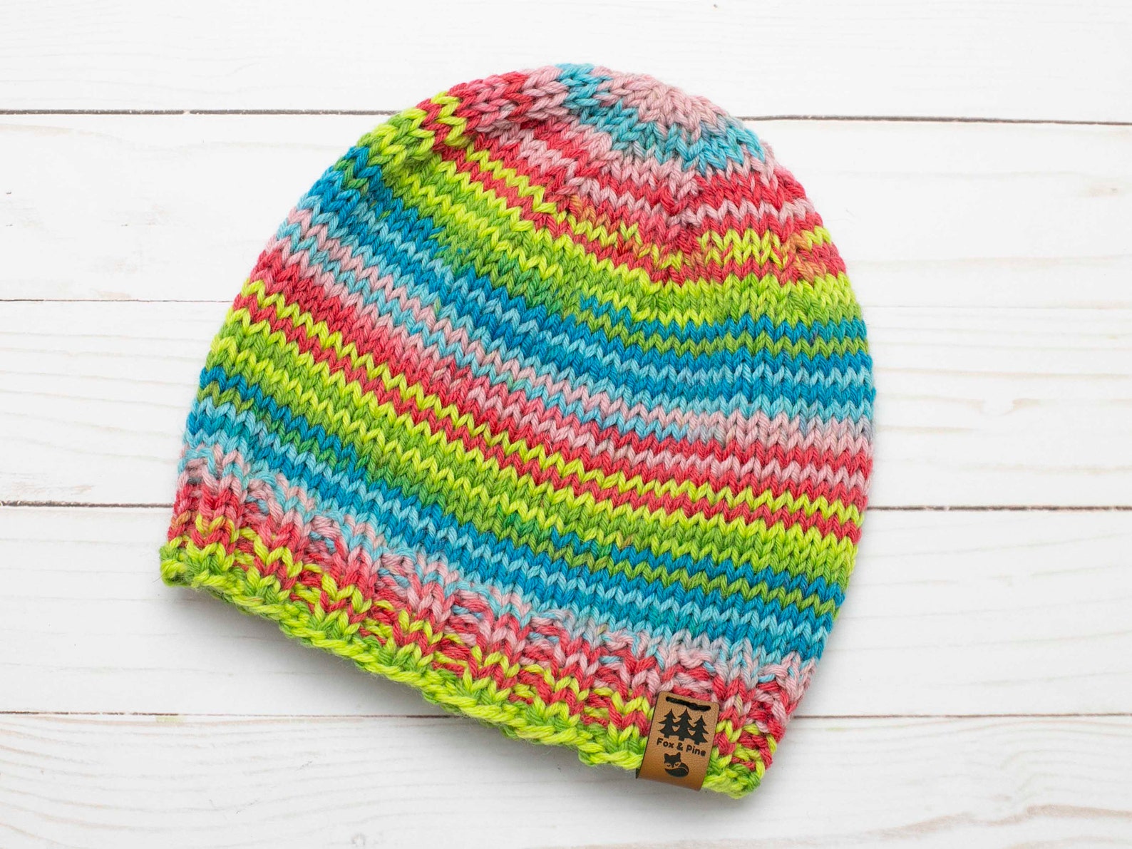 Self Striping Patons Kroy Sock Yarn Hat Knitting Pattern Knit Winter ...