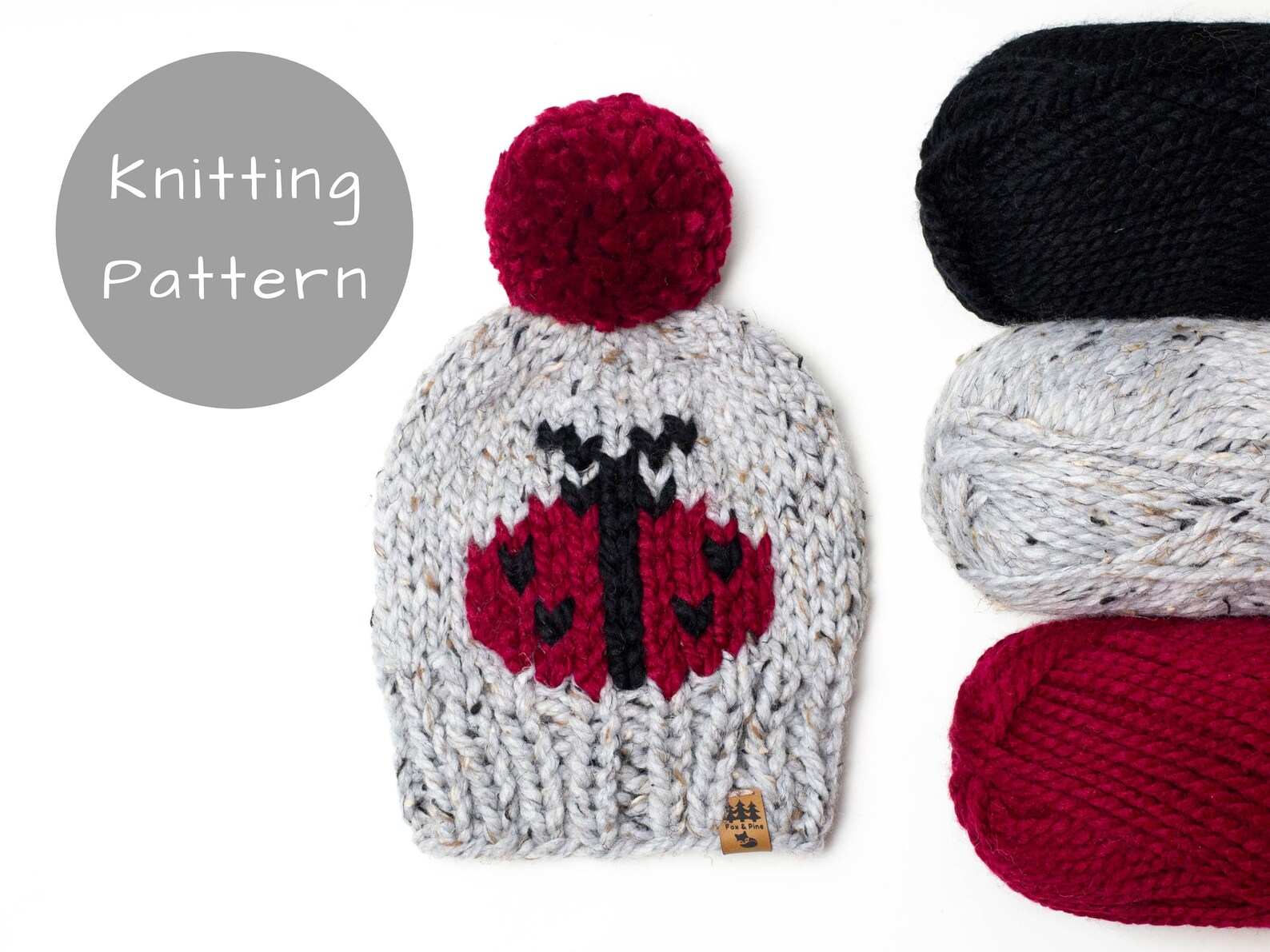 Ladybug Hat Knitting Pattern Chunky Knit Pompom Insects Nature - Etsy