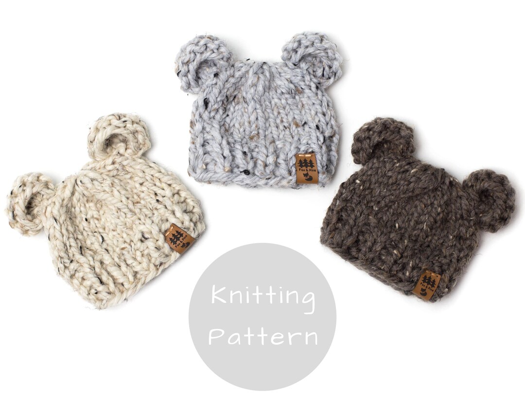 Hat Knitting Pattern Bear Ears Halloween Chunky Animal Winter - Etsy