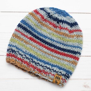 Self Striping Patons Kroy Sock Yarn Hat Knitting Pattern Knit Winter ...