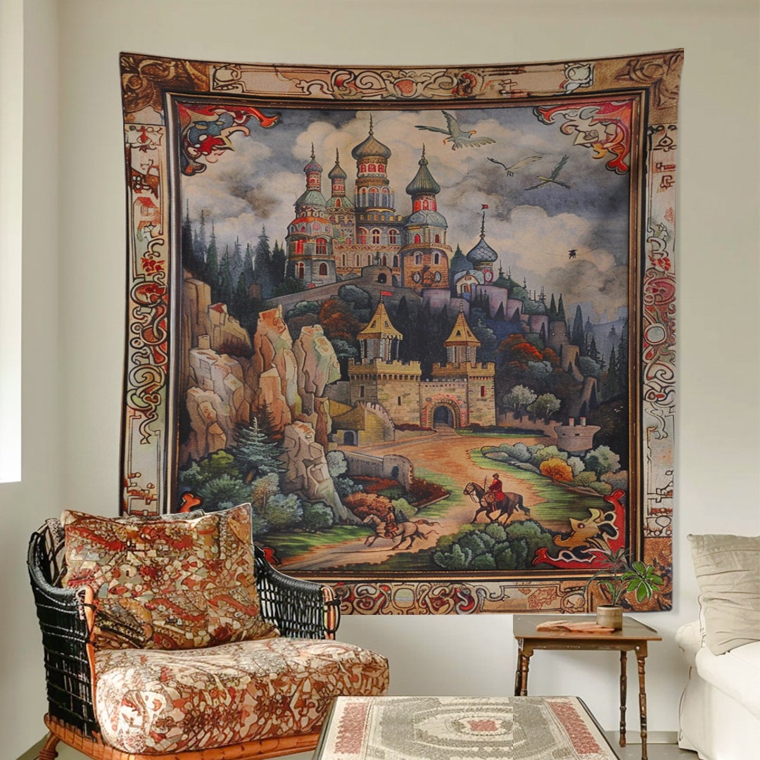 Castle Fairyland Tapestry Wall Hanging,vintage Medieval Building With ...