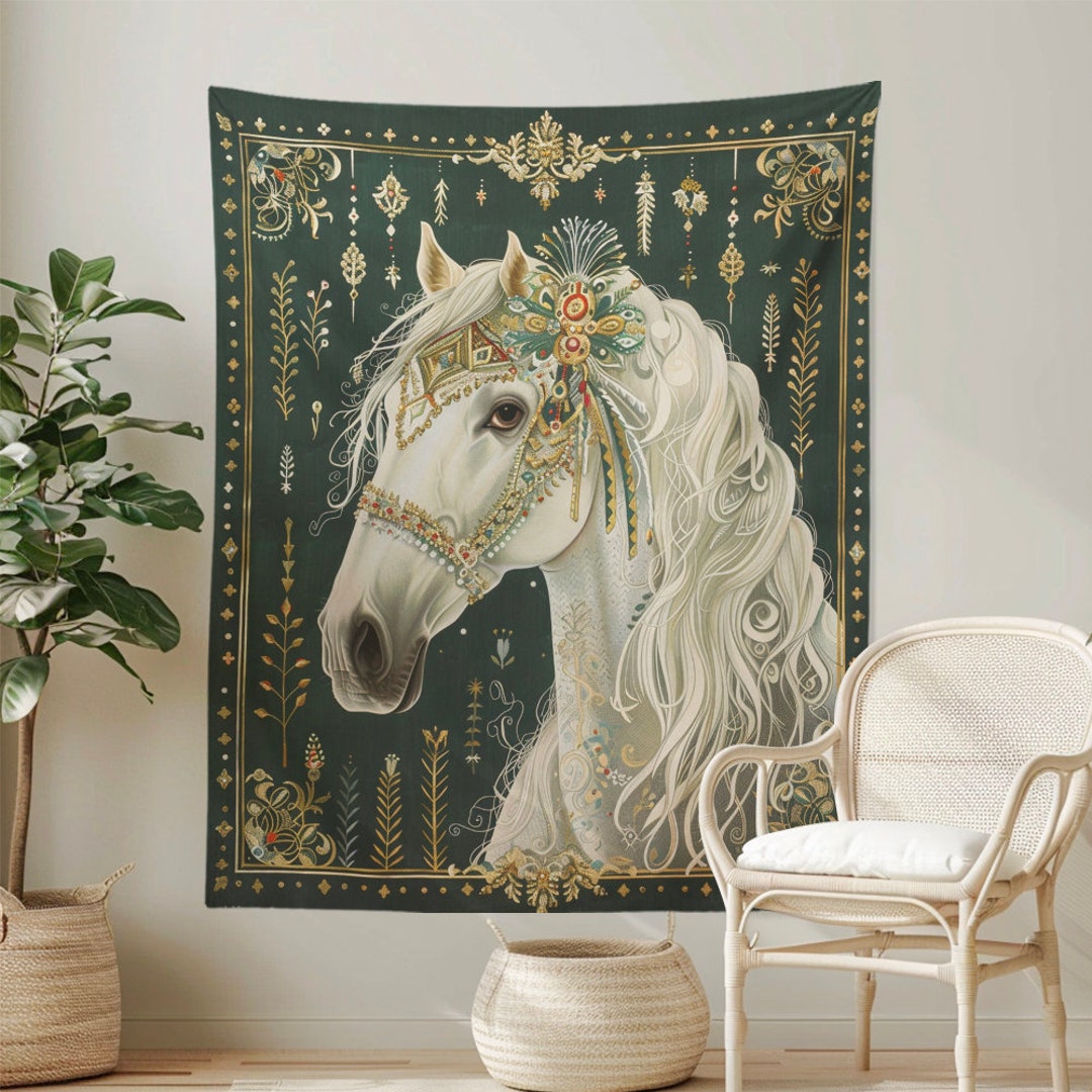 Luxury Baroque Art Medieval Horse Wall Tapestry-vintage Floral Design ...