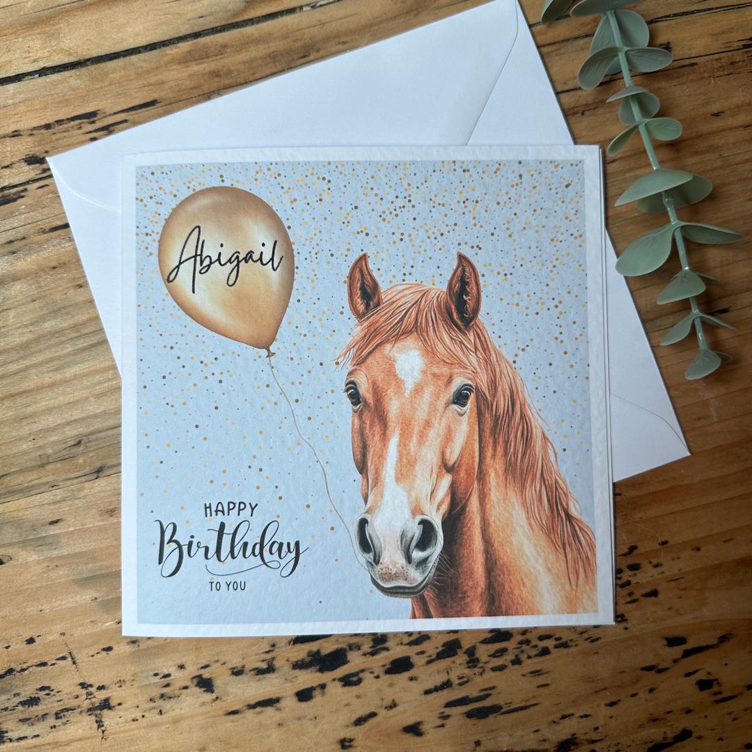 Chestnut Horse Birthday Card, Personalised Birthday, Horses ...