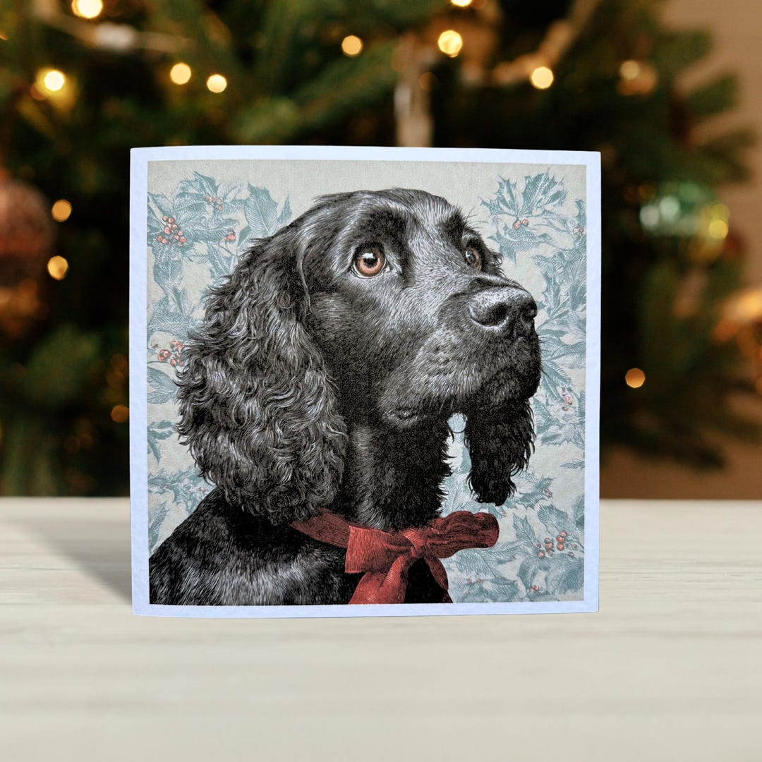 Black Cocker Spaniel Christmas Card: Dog Lover Holiday - Etsy
