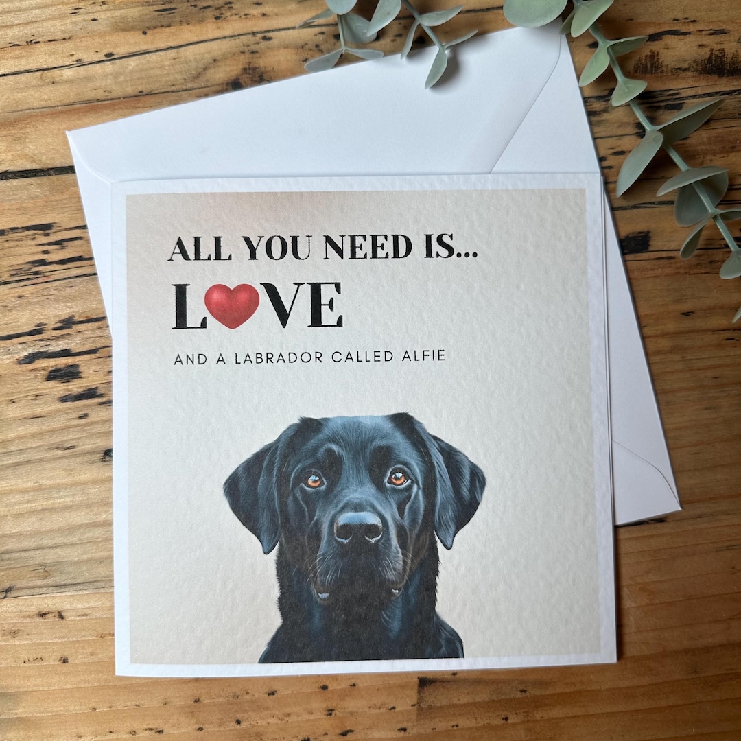 Black Labrador Valentine Card, Black Labrador Card, Black Lab Card. Dog ...