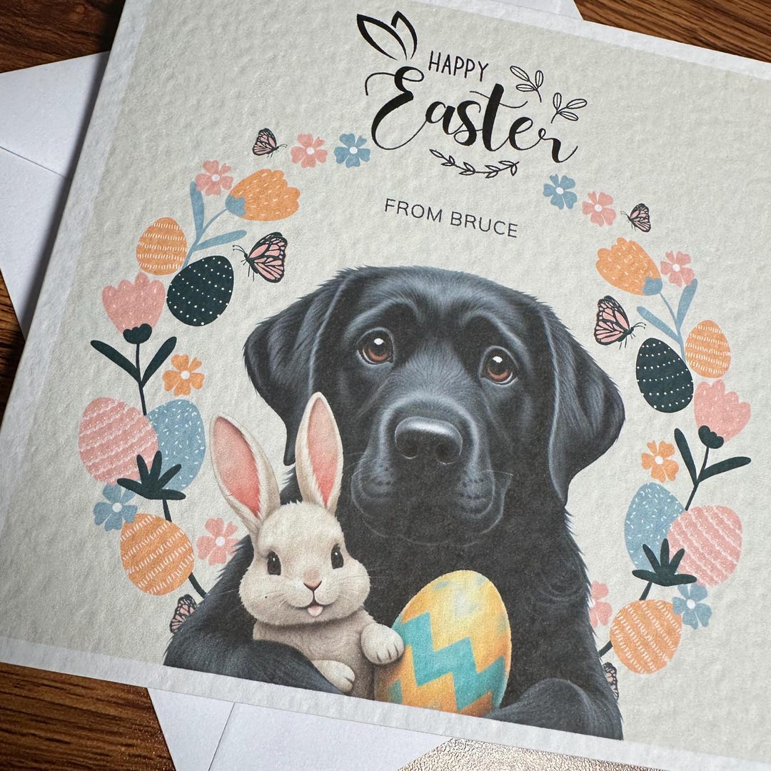 Personalized Black Labrador Easter Card: Dog Lover Gift - Etsy