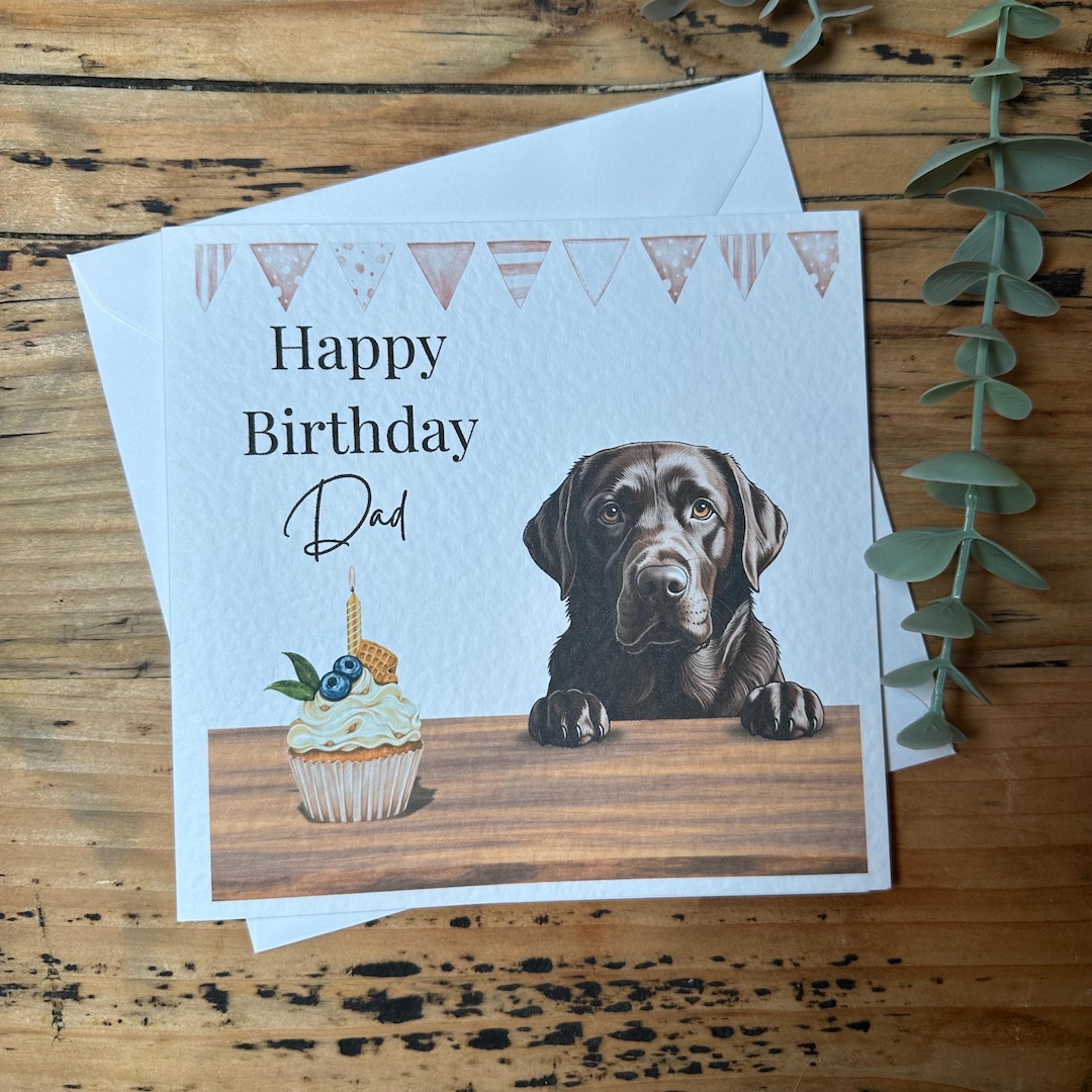 Chocolate Labrador Birthday Card, Chocolate Lab Card, Personalised ...