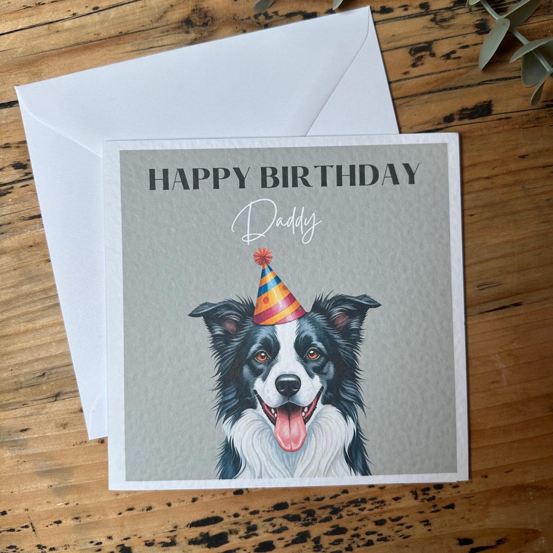 Border Collie Birthday Card, Personalised Birthday, Border Collie Dog ...