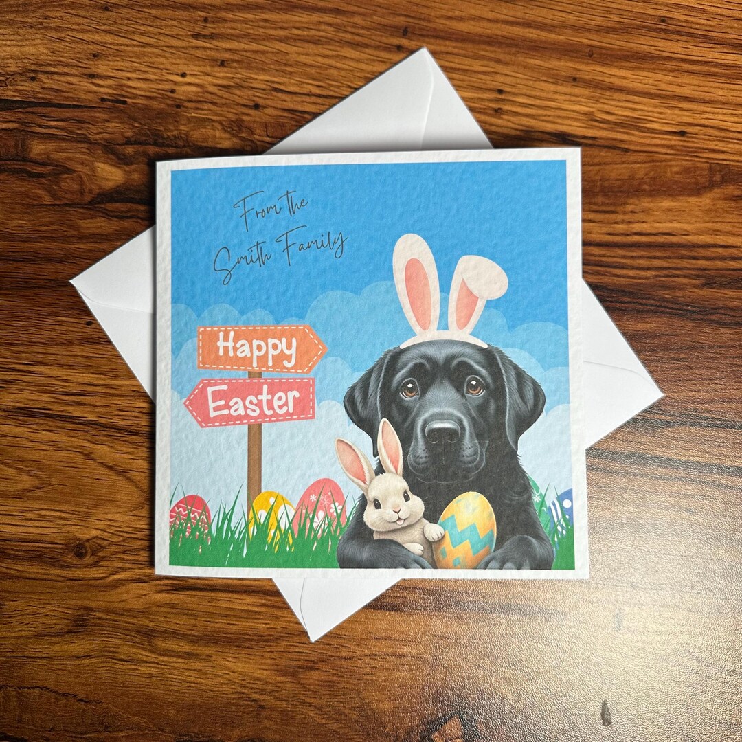 Personalized Black Labrador Easter Card: Dog Lover Gift - Etsy