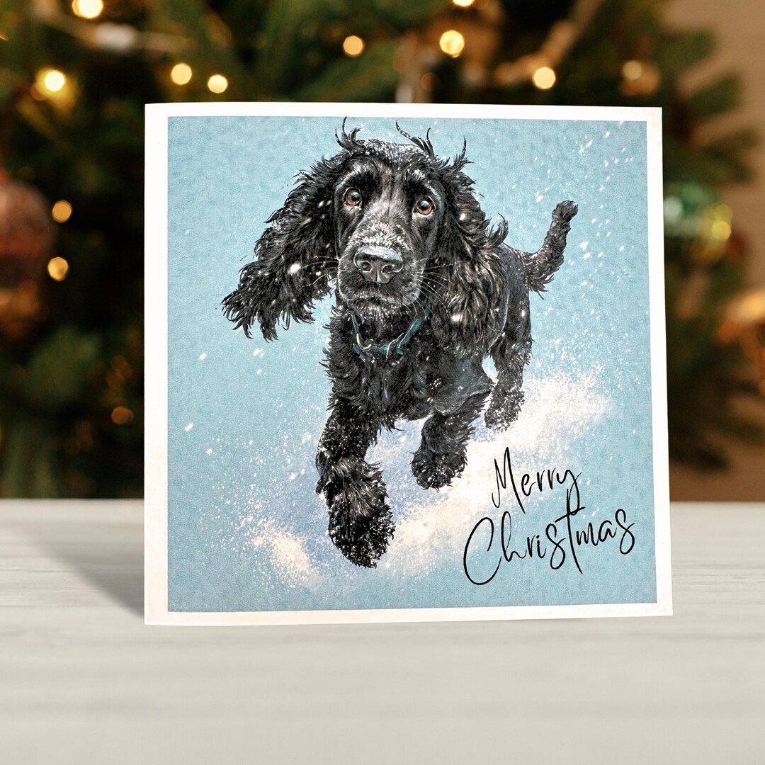 Black Cocker Spaniel Christmas Card: Dog Lover Holiday - Etsy