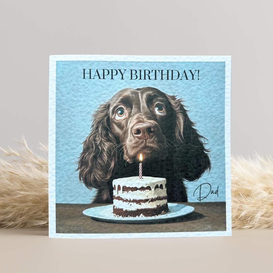 Brown Cocker Spaniel Birthday Card, Chocolate Brown Cocker Card, Brown ...