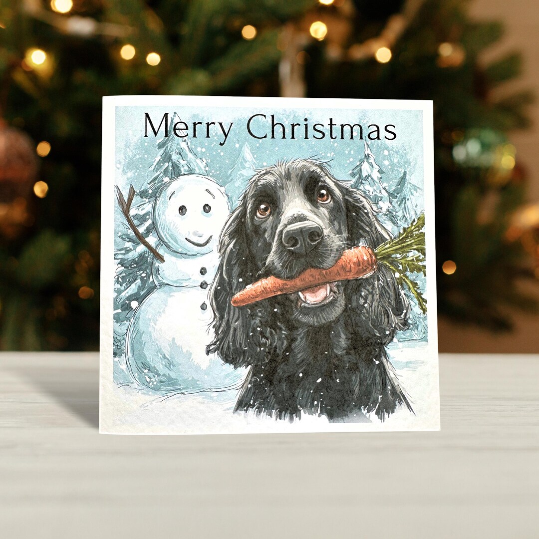 Black Cocker Spaniel Christmas Card: Dog Lover Holiday - Etsy UK