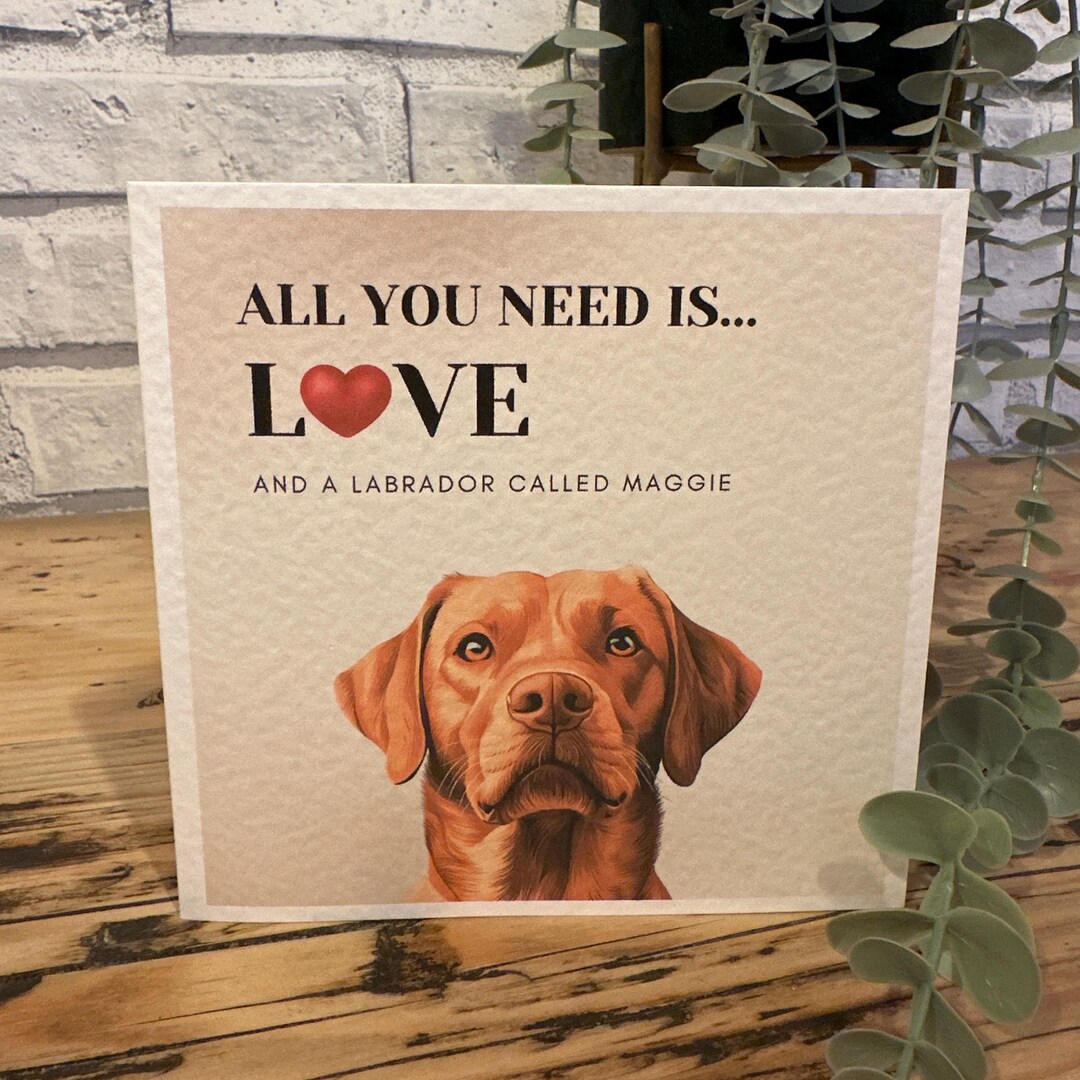 Personalized Fox Red Labrador Valentine's Day Card - Etsy