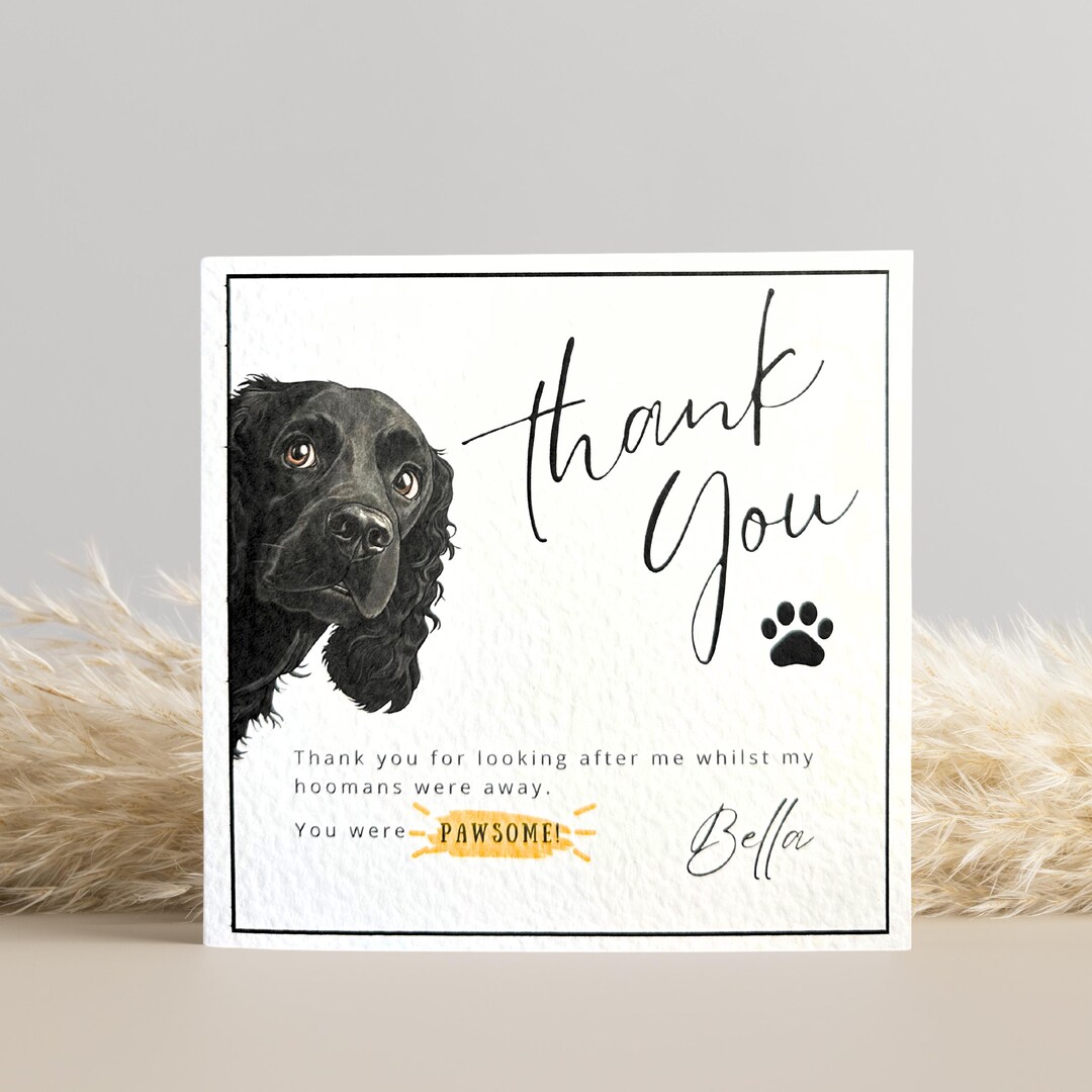 Black Cocker Spaniel Thank You Card, Black Cocker Card, Thank You From ...