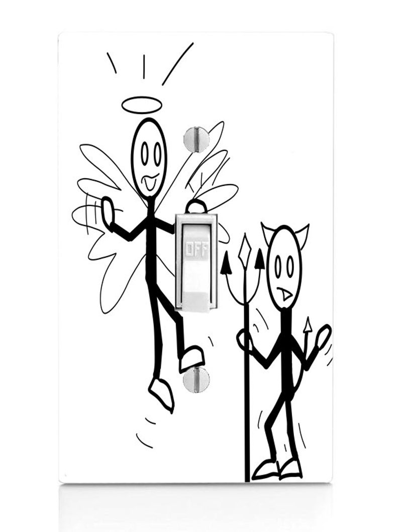 Funny Stickman Angel and Devil Fun Light Dark up Down Single Toggle ...