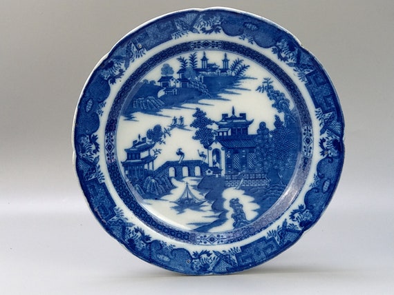 Dinner Plate Leeds Pottery Pearlware Blue & White Longbridge - Etsy