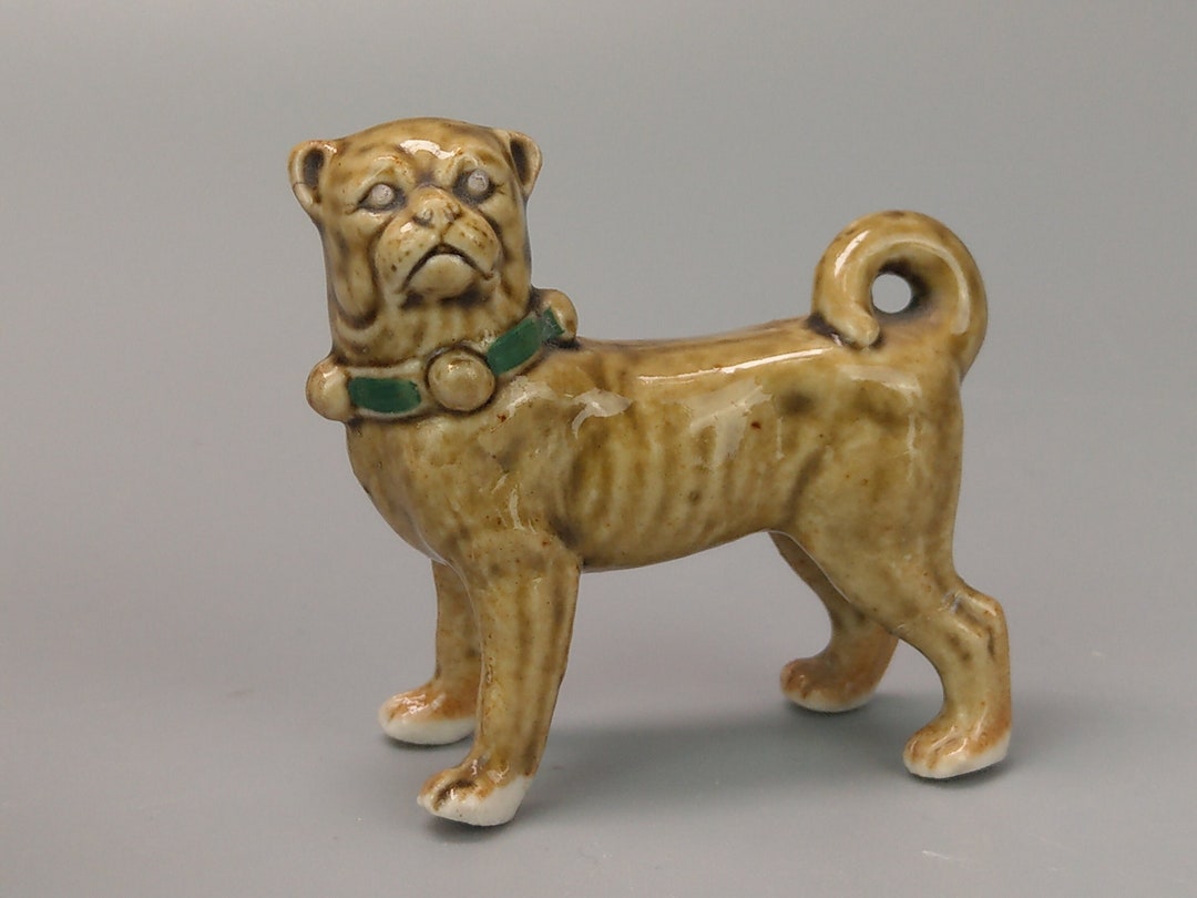 Antique Pug Dog Figurine With Collar Honey Glaze Early 20th Century - Etsy