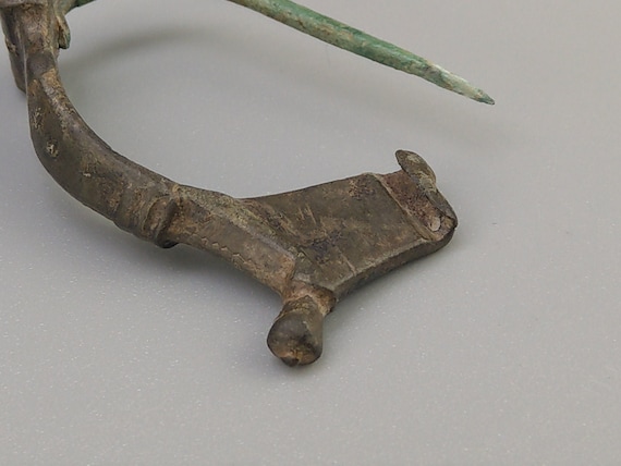 Original Medium Roman Bronze Bow Fibula - Gem