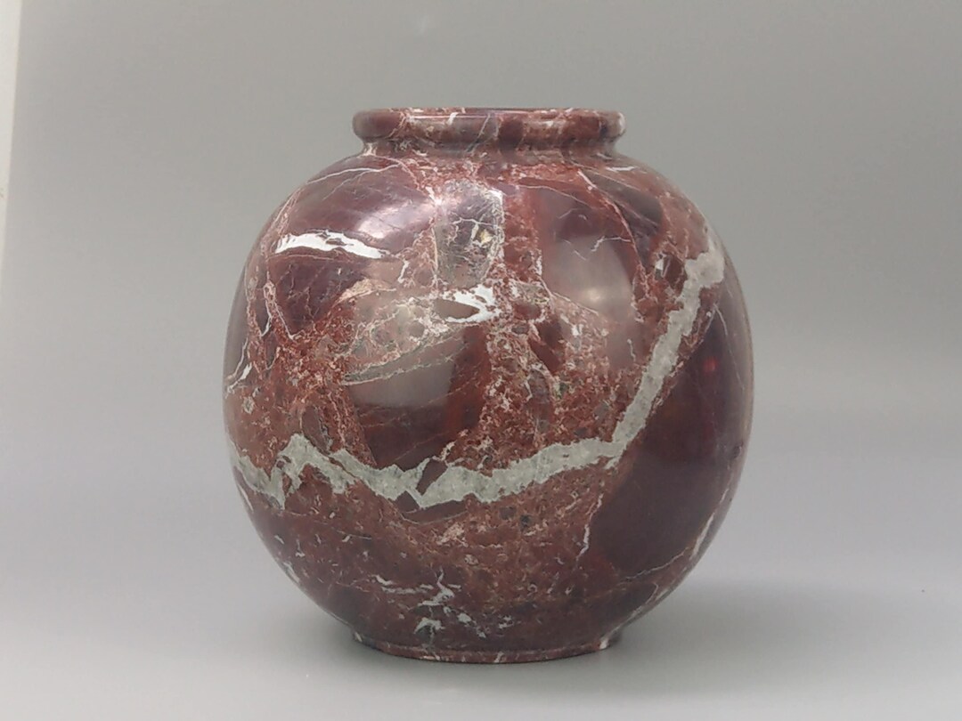Large Spherical Vase Red Marble Rosso Levanto - Etsy