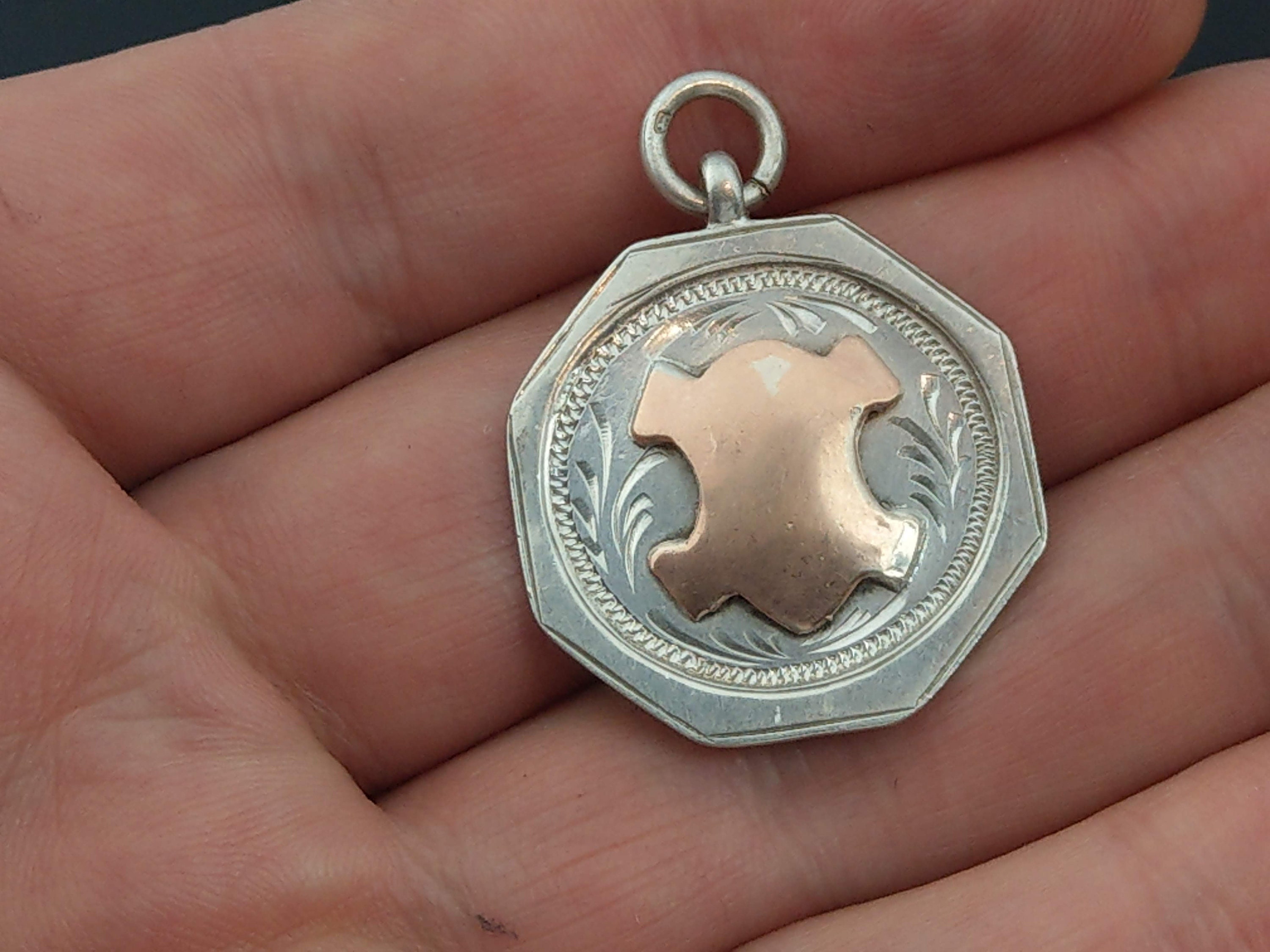 Large Sterling Silver Octagon Shape Watch Fob Medal F W Adams - Etsy