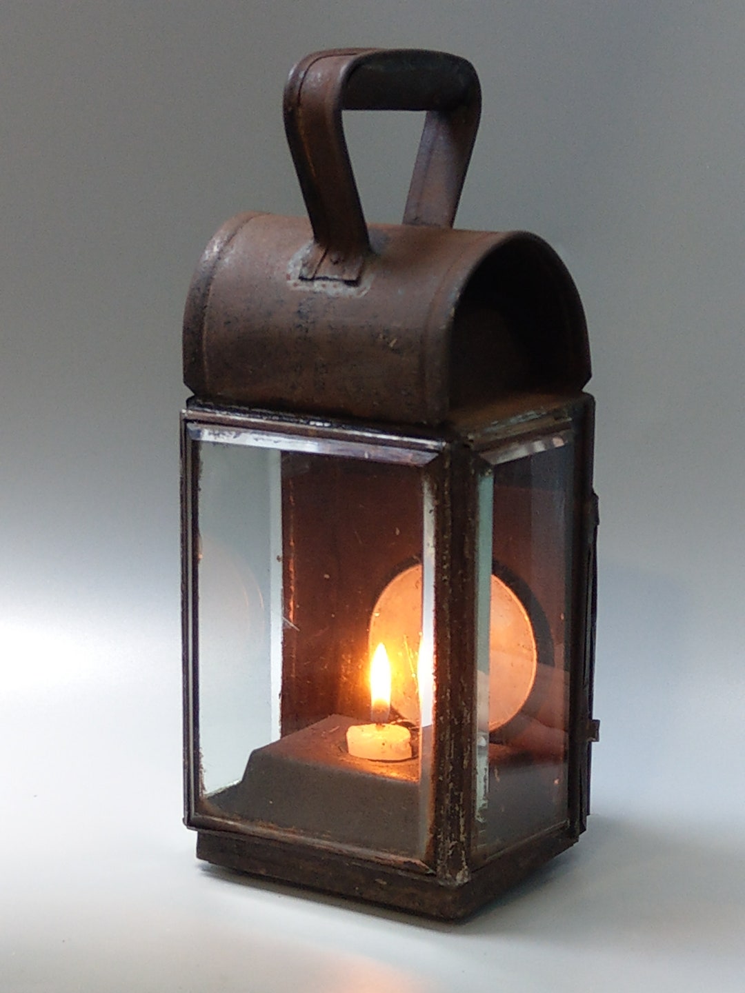 Antique Railway Carriage Oil Lamp With Bevelled Glass Panels - Etsy