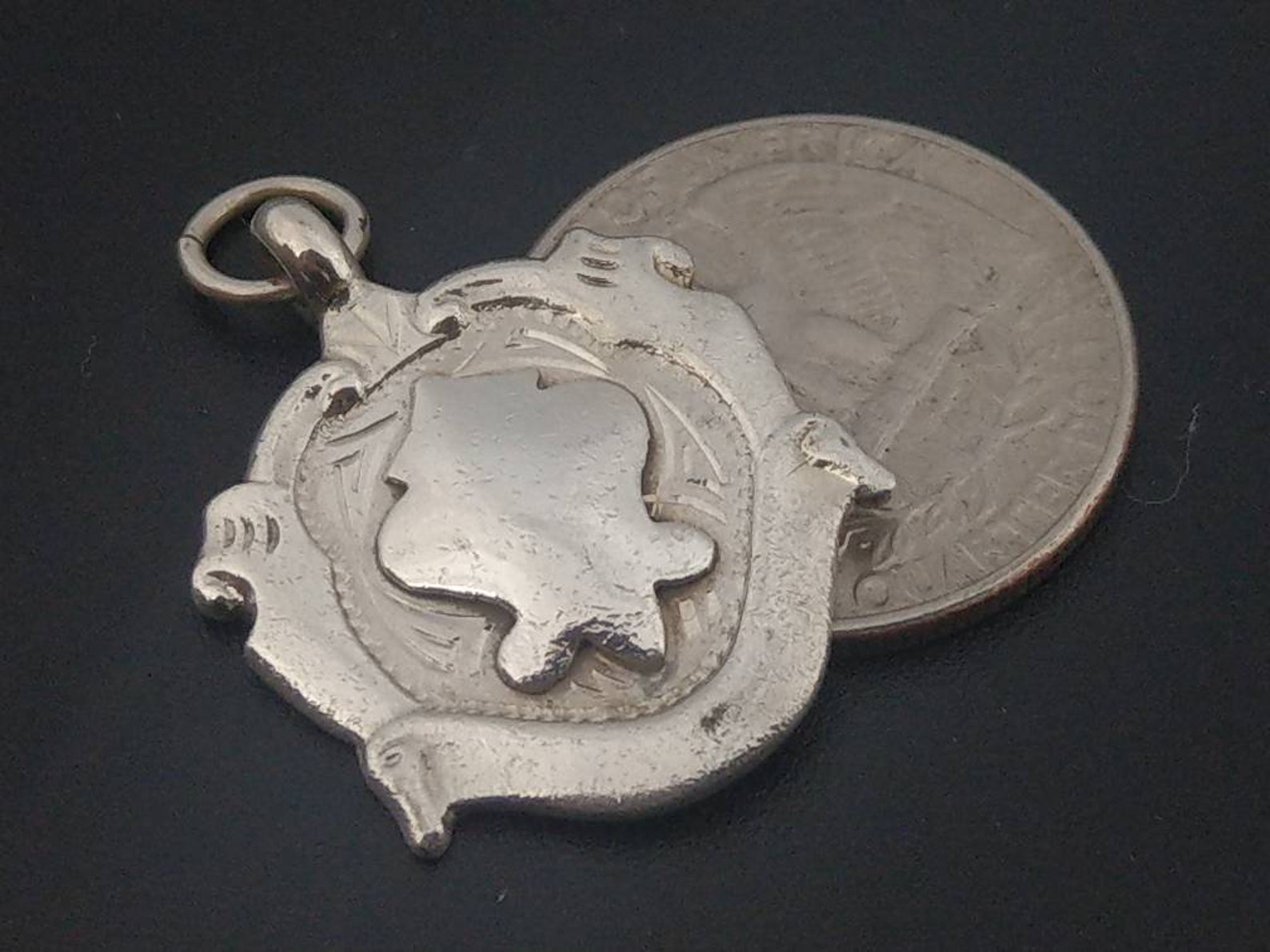 Sterling Silver Pocket Watch Fob Medal With Crest and Ribbon - Etsy UK