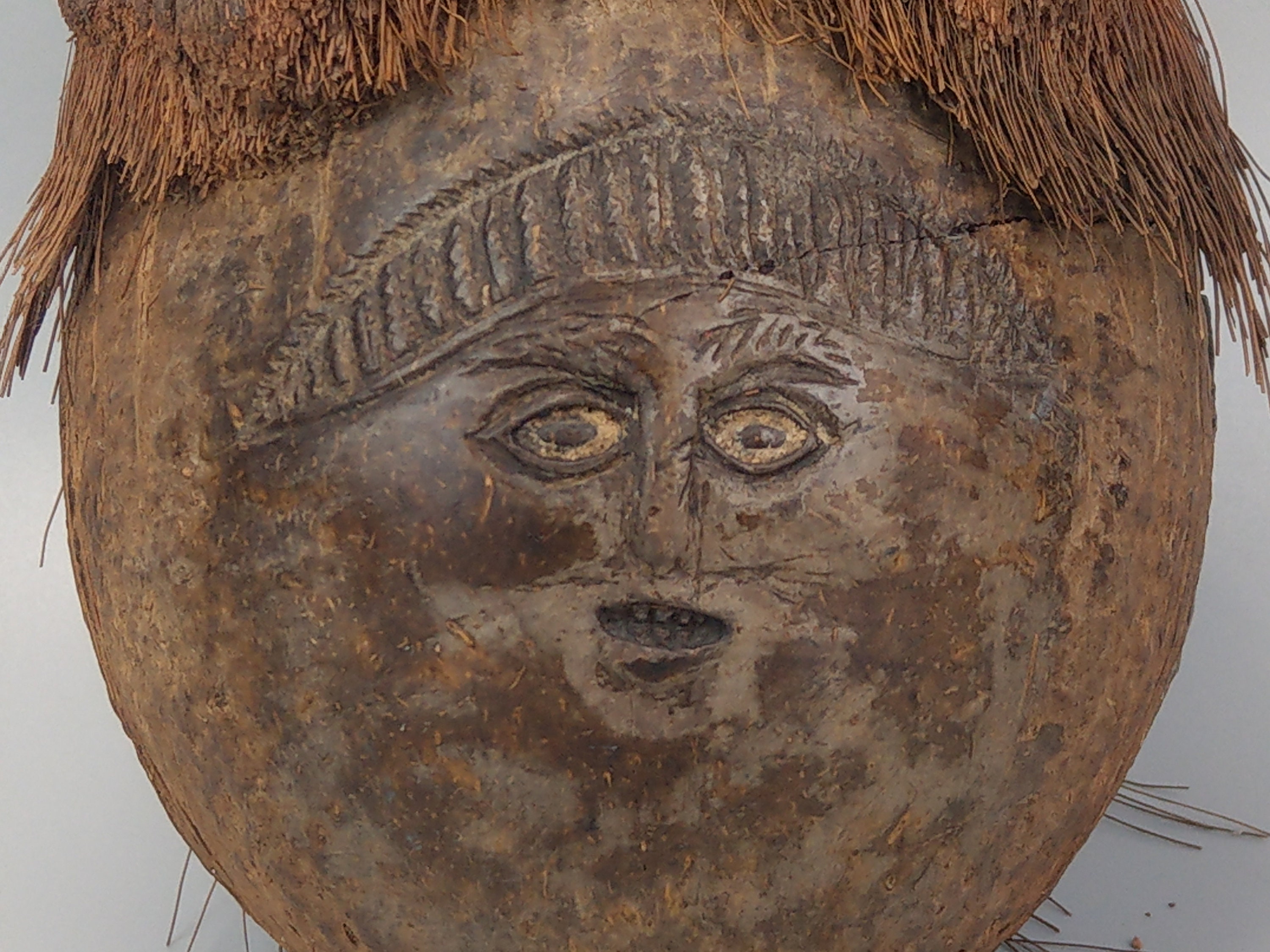 Carved Coconut Shell Creepy Face Art From Oceania Polynesia - Etsy