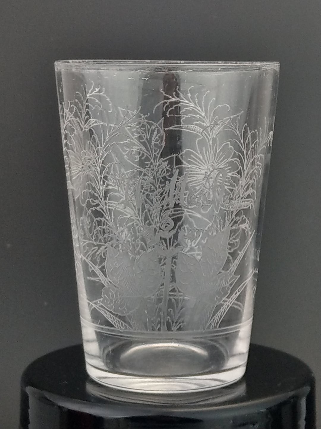 Victorian Wedding Needle Etched Glass Beaker With Flowers and Monogram ...