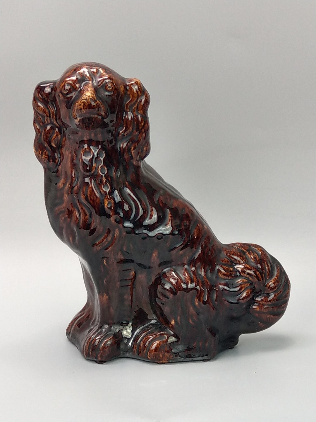 Antique Large Spaniel Dog Rockingham Bennington Brown Mottled C1850 - Etsy