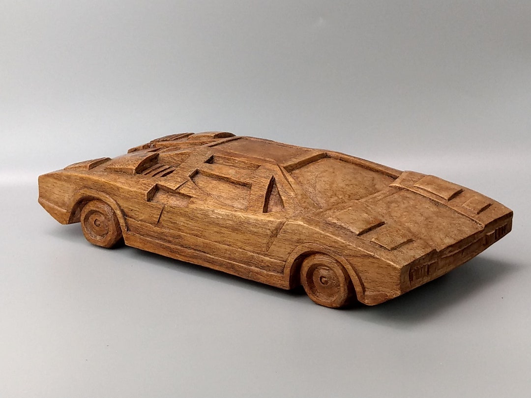 Carved Wood Car Model Lamborghini Countach C1980 Signed - Etsy