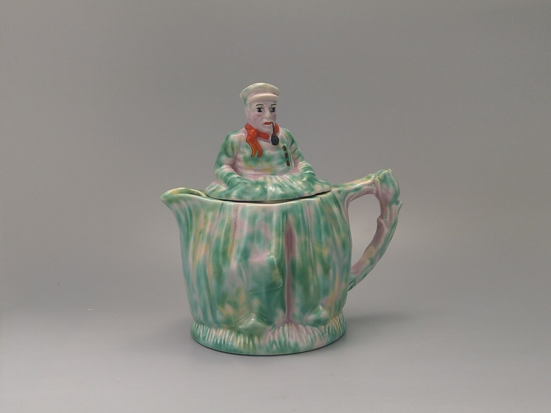 Novelty Green and Pink Mottled Teapot Dutch Boy by Arthur Wood - Etsy