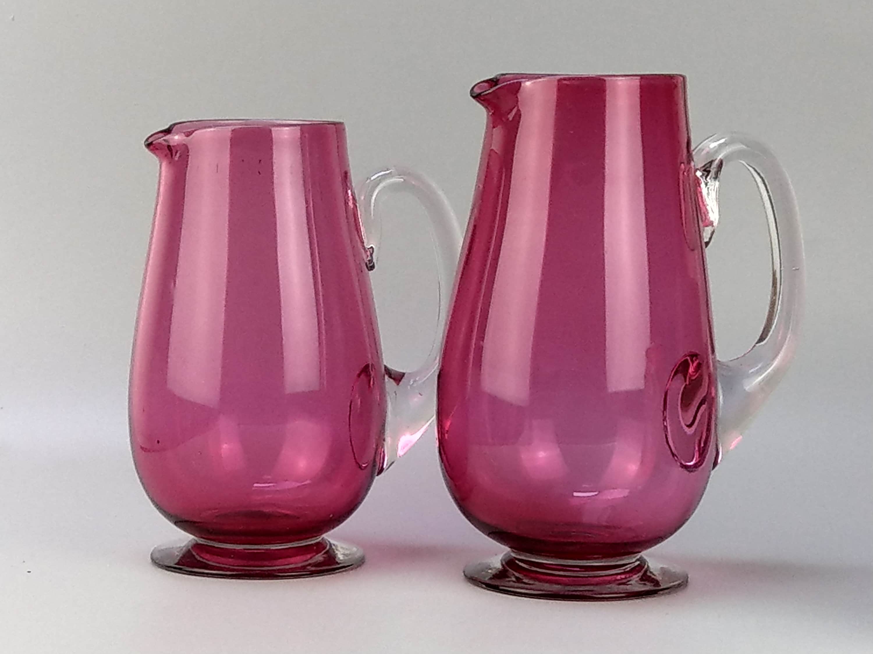 Pair of Graduated Cranberry Glass Jugs Early 20th Century - Etsy