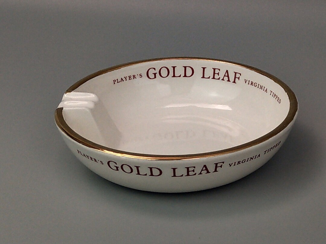 Round Ashtray With Gold Rim Players Cigarette Advertising - Etsy