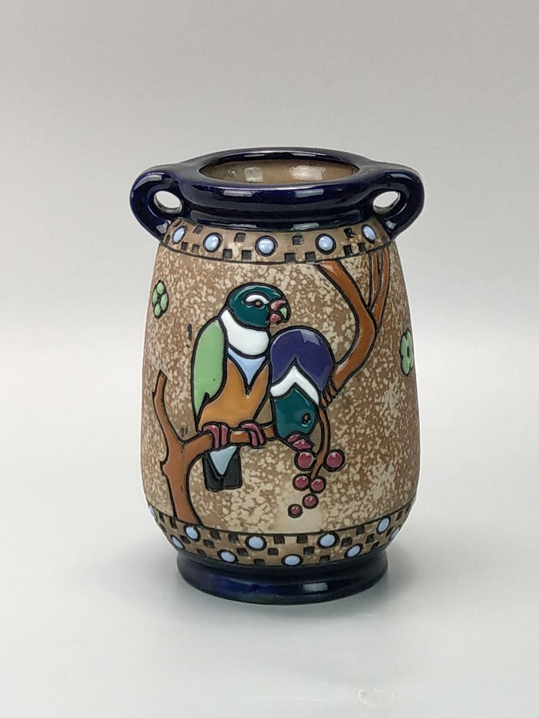 Vintage Pottery Vase With Parrots Austrian Amphora Campina Ceramic - Etsy