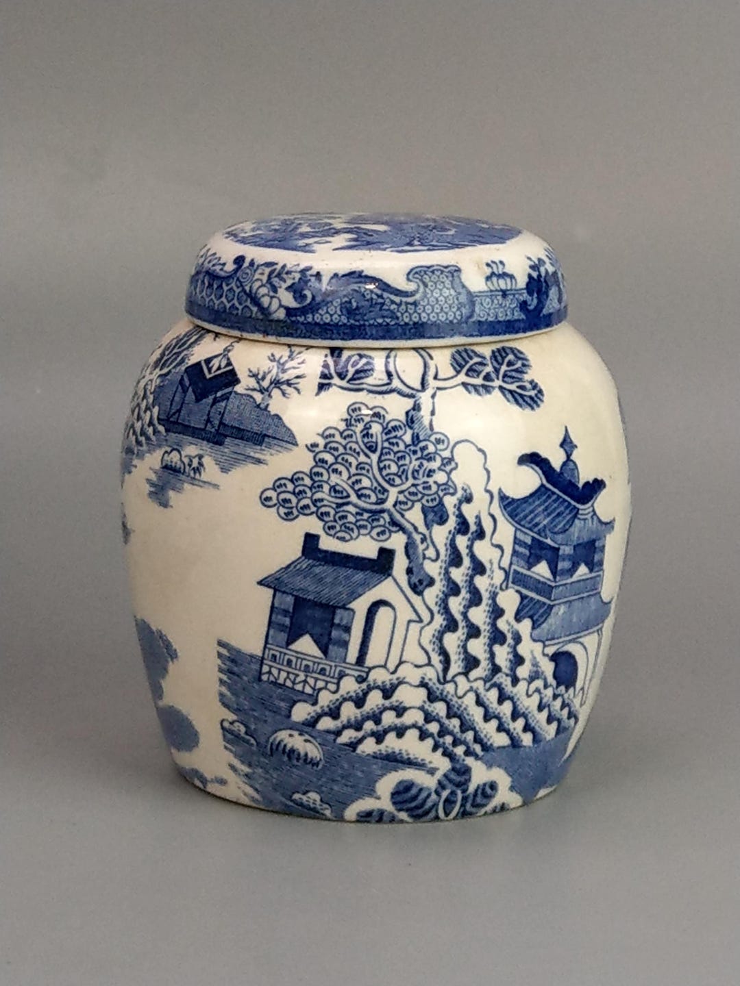 Antique Tea Caddy Porcelain Jar Willow Pattern Mason's England - Etsy