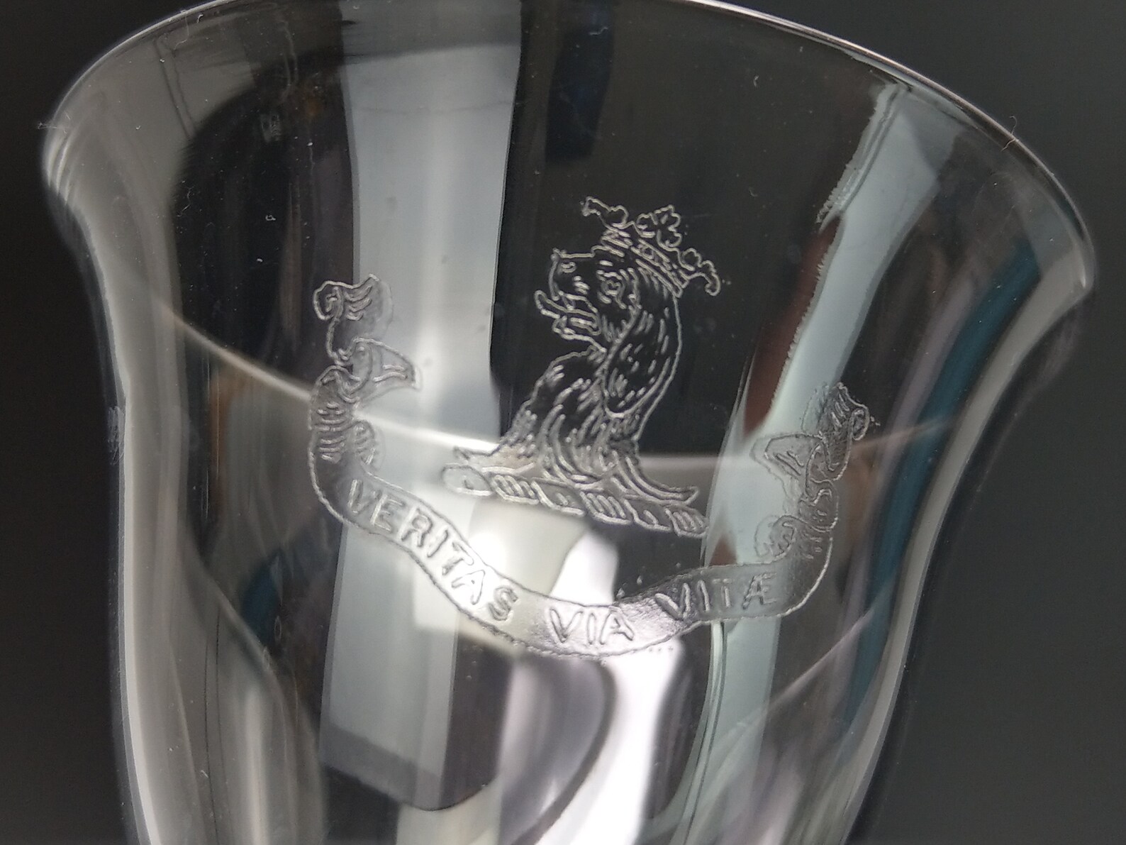 Antique Wine Glasses With Etched Scottish Clan Crest Veritas via Vitae ...