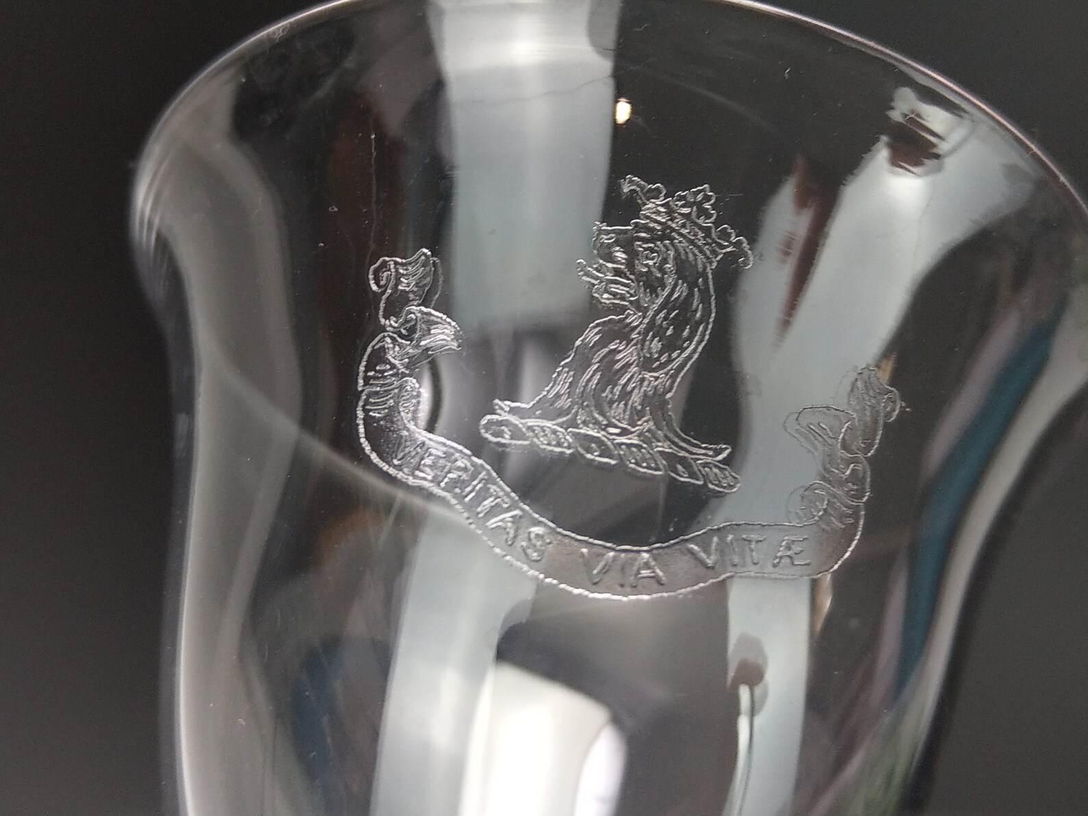 Antique Wine Glasses With Etched Scottish Clan Crest Veritas via Vitae ...