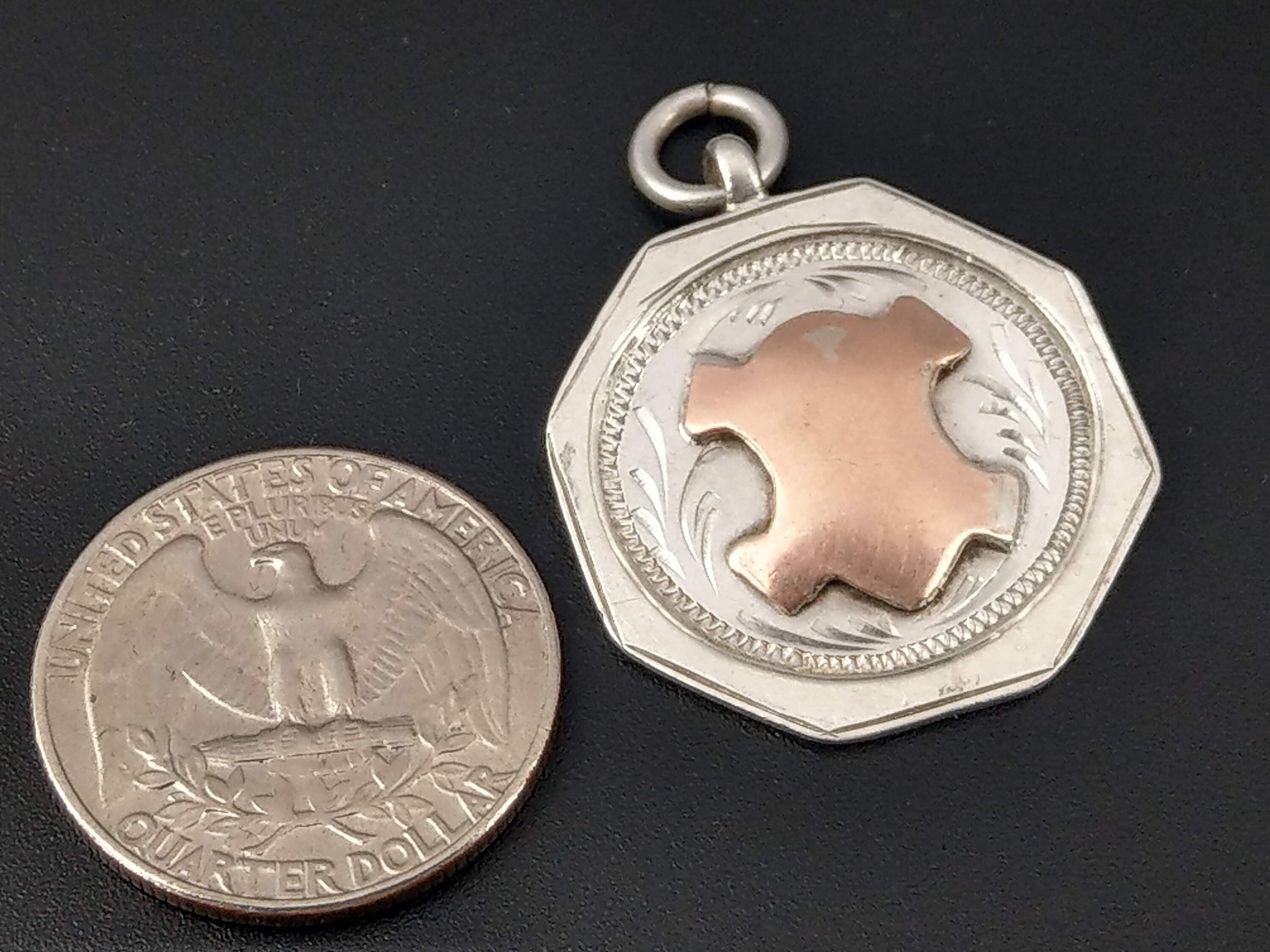 Large Sterling Silver Octagon Shape Watch Fob Medal F W Adams - Etsy