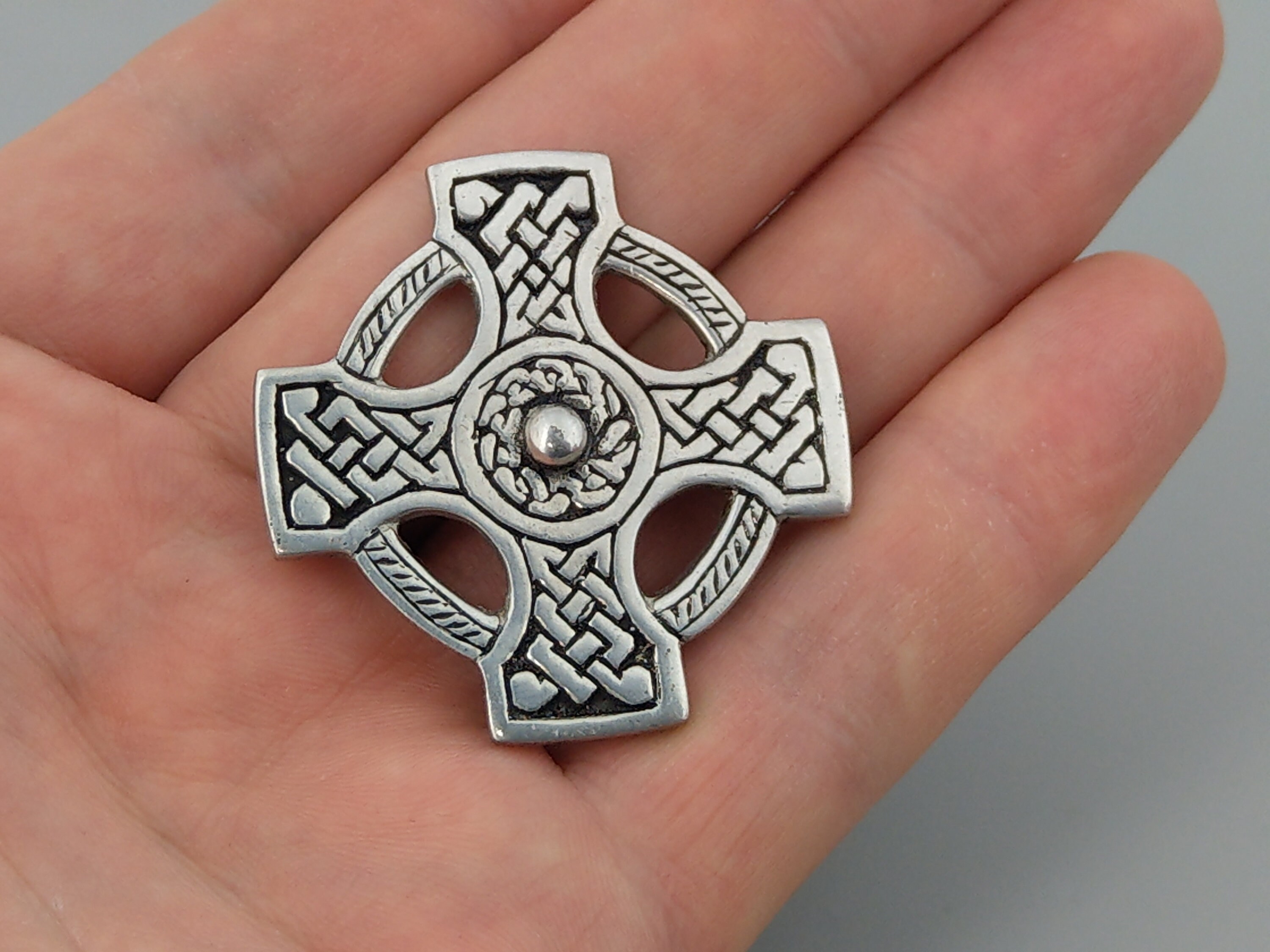 Cornish Celtic Knotwork Pewter Cross Brooch by St Justin - Etsy