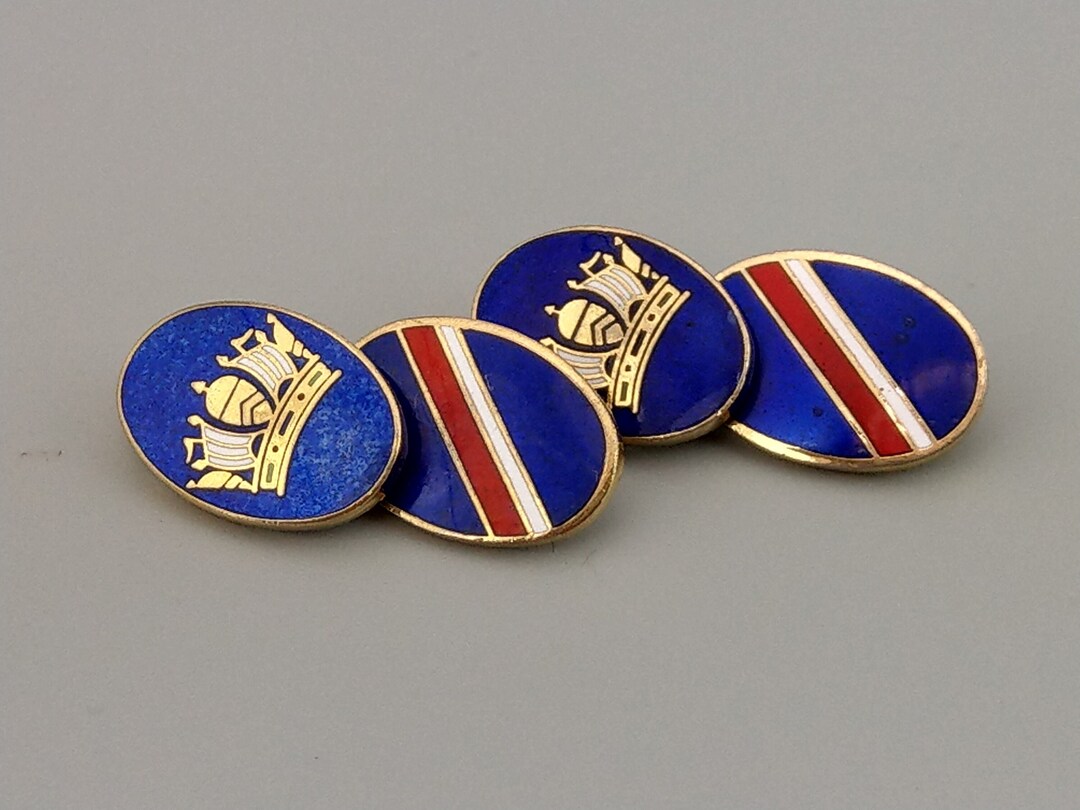 Royal Navy Blue Enamel Cufflink With Naval Crown - Etsy